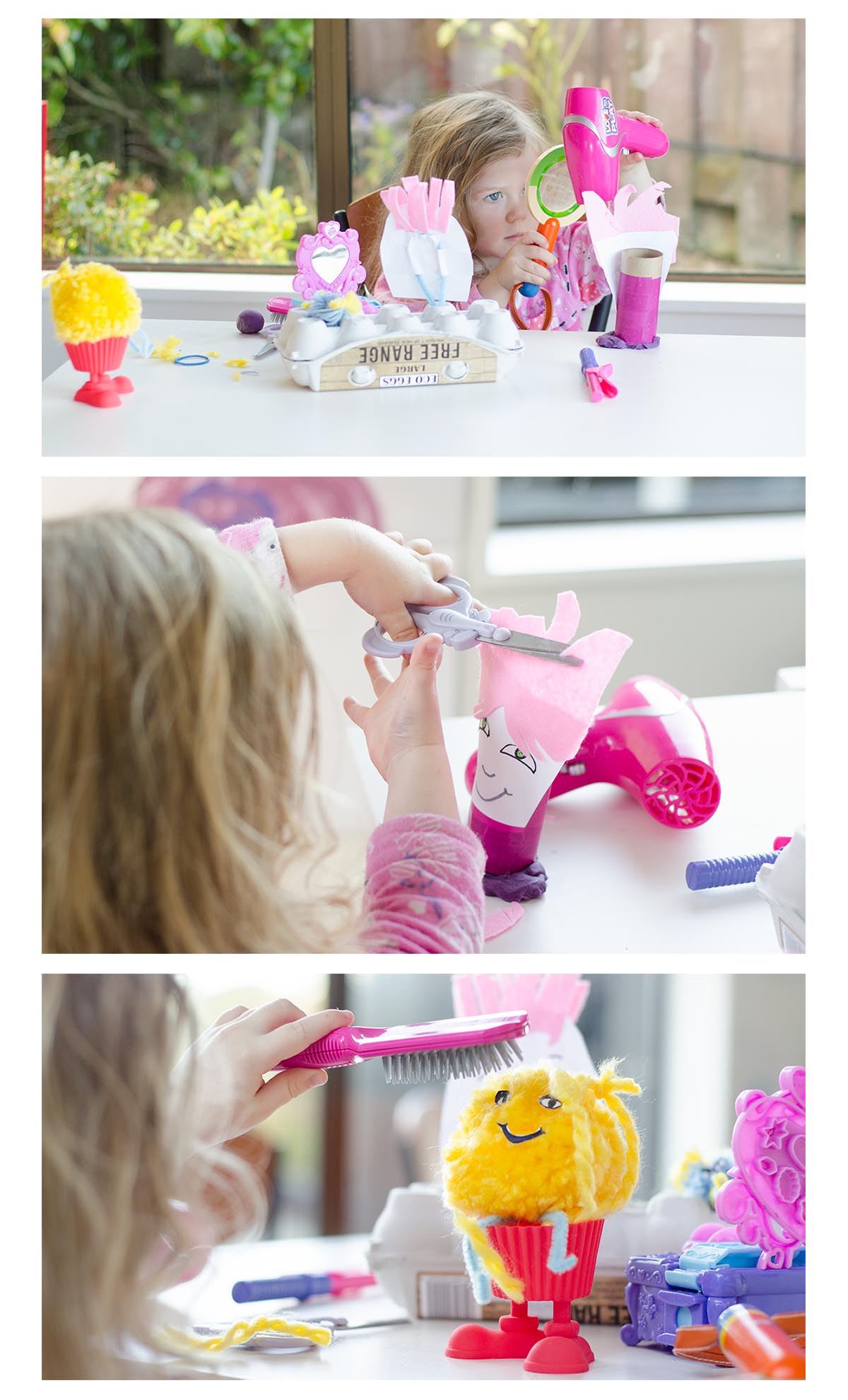 Play based learning - Pretend hair cutting station - Kiwi Families