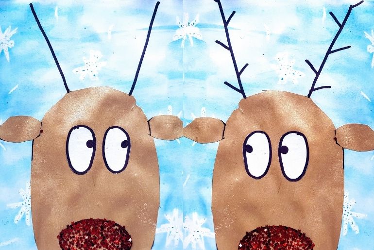 Directed Drawing - Little Bling Reindeer Collage - Kiwi Families